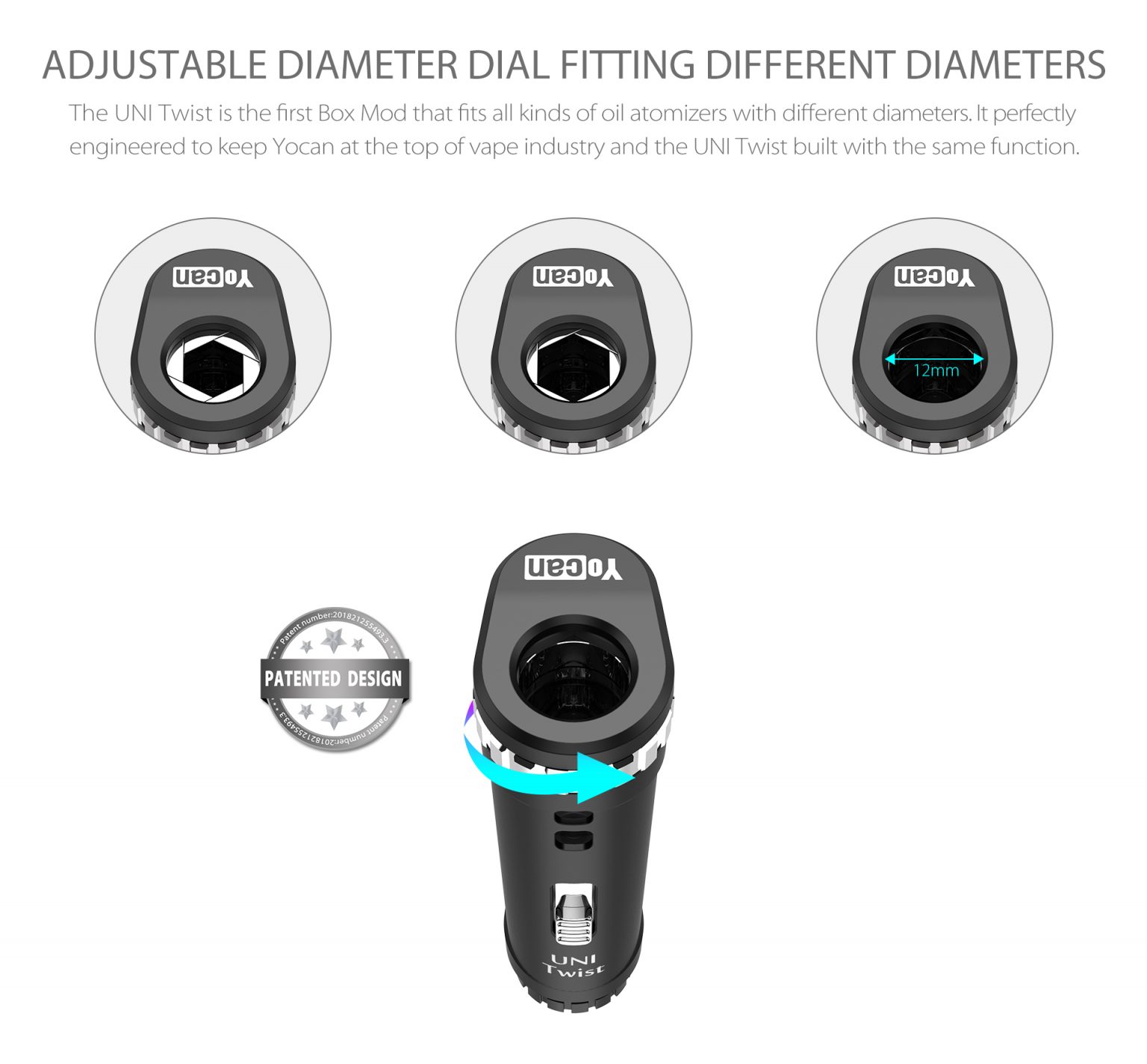 Yocan UNI Twist Universal Portable Mod - Yocan® Official