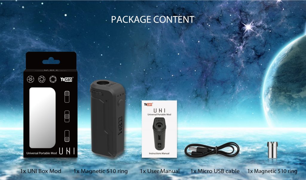 Yocan UNI Patented Design Vape Mod is an Universal Portable Box Mod