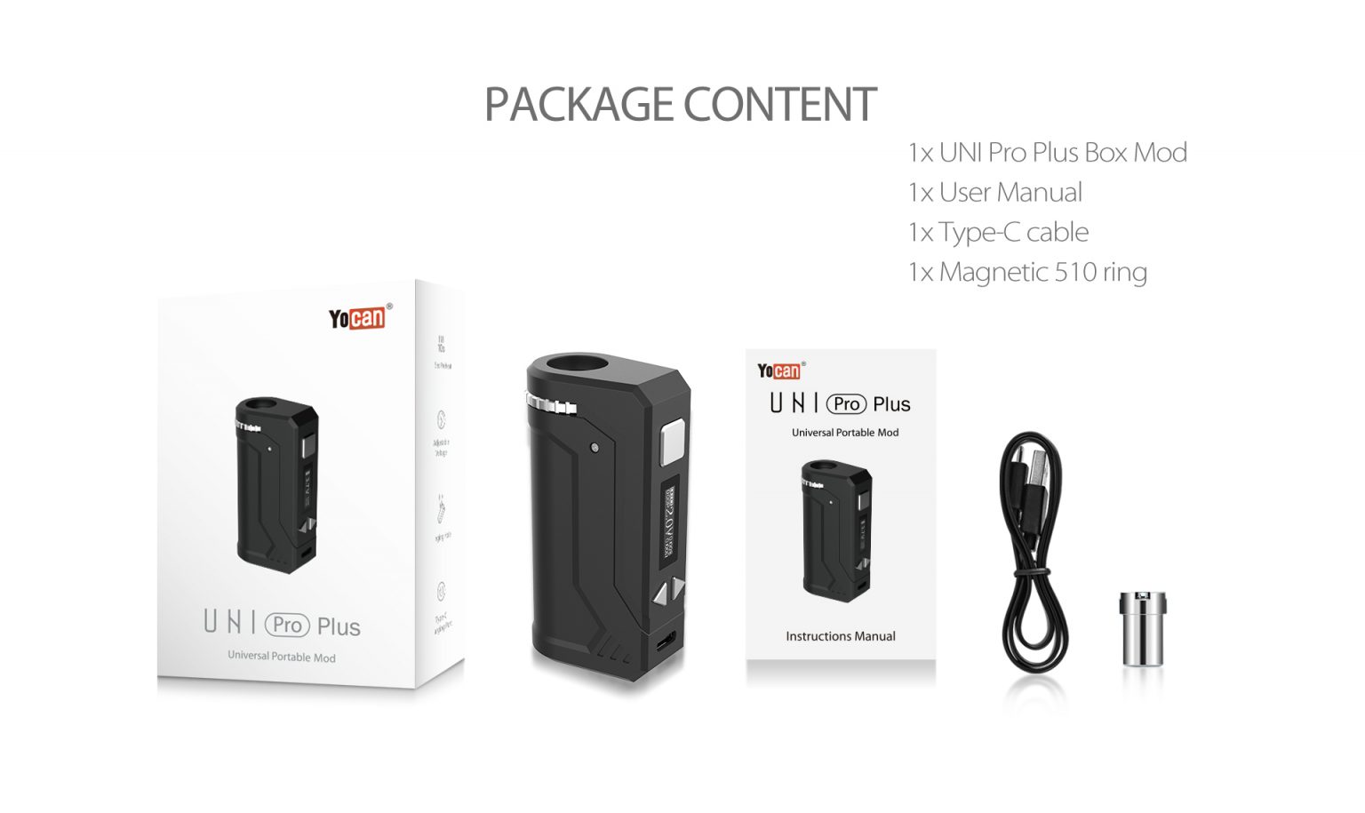Yocan UNI Pro Plus Box Mod for 510 Oil Cartridge - Yocan® Official