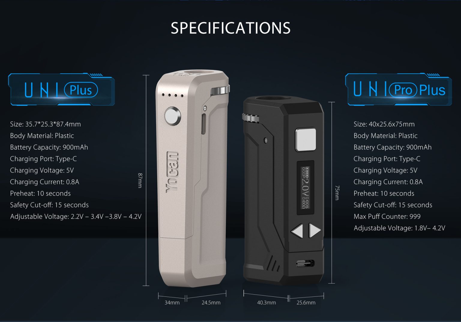 Yocan UNI Plus VV Vape Battery - Yocan® Official